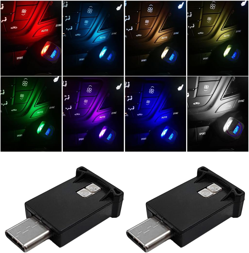 Amazon.com: povtii 2PCS USB Type C LED Ambient Light, Mini 8 Colors RGB ...