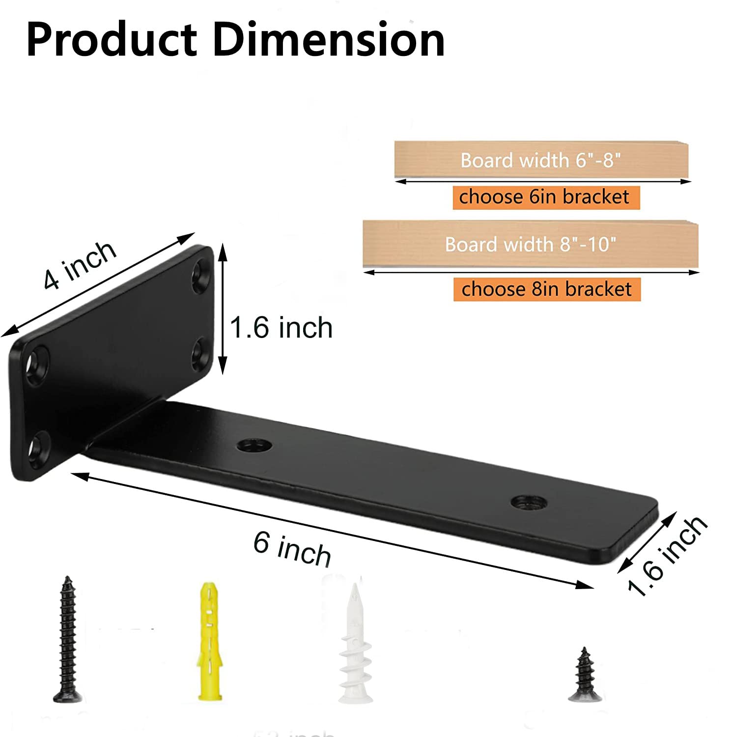 Snapklik.com : 6 Pack Floating Shelf Bracket, EXBTOKA 6 Inch Heavy Duty ...