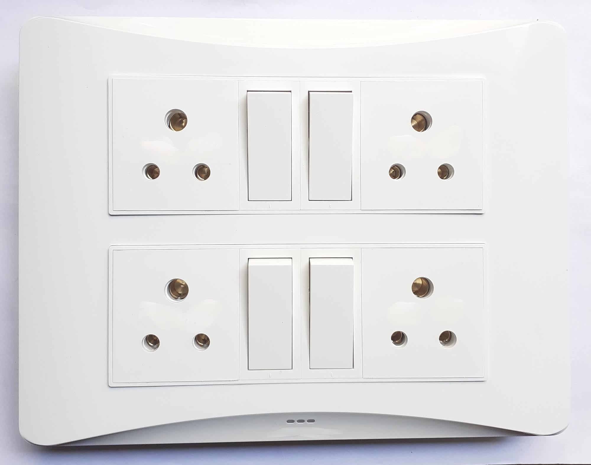 Modular Plate SIZE-12M | with 4 Socket 6A/240V AC & 4 Switch 6A (1 Way ...