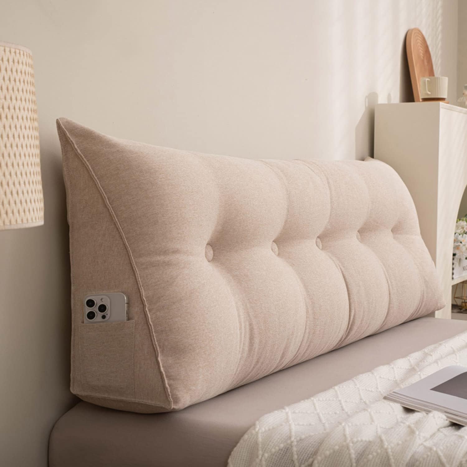 Amazon.com: Soft Triangular Headboard Pillow Reading Bed Pillow ...