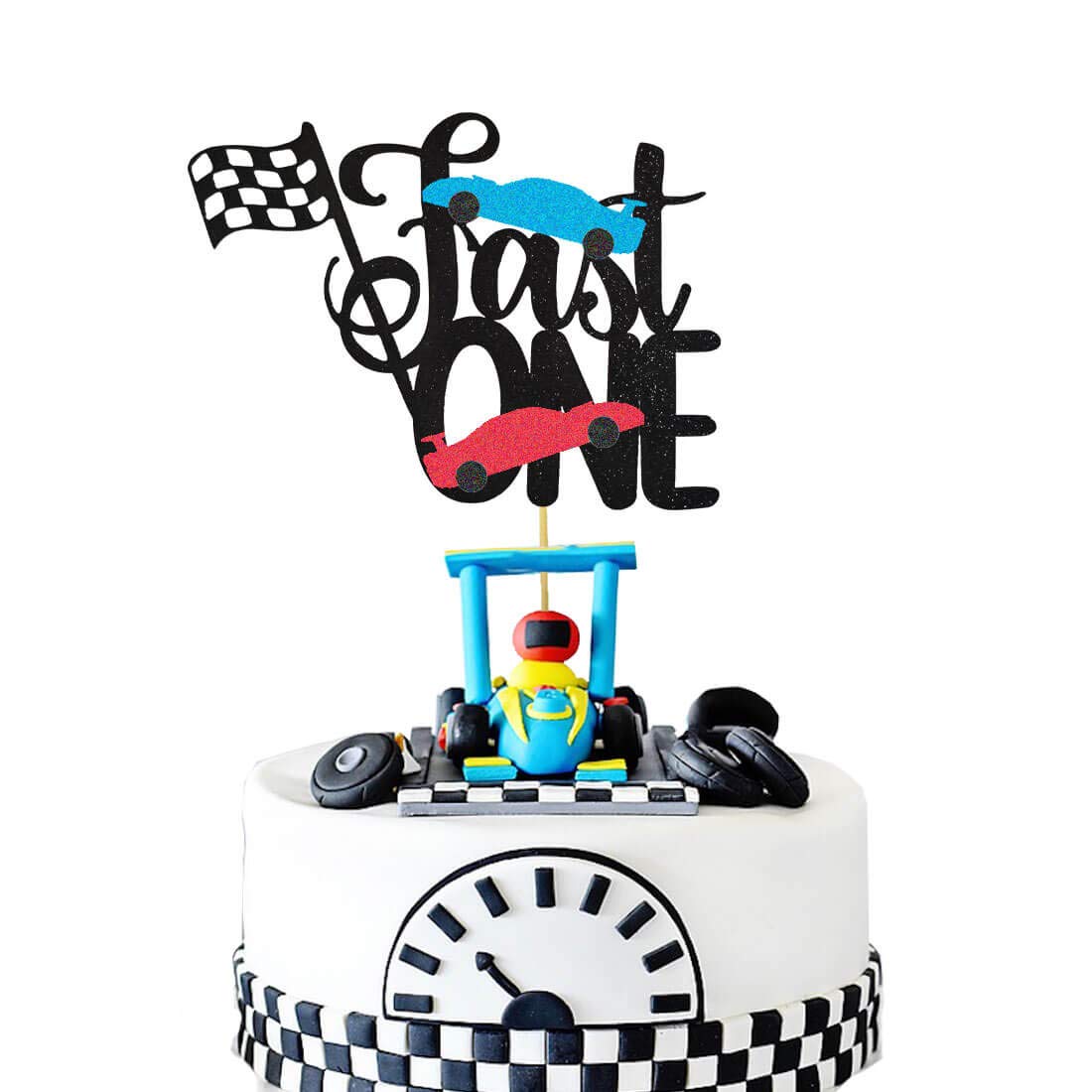 Buy HEETON Fast One Cake Topper Race Car Racing First Boy Girl ...