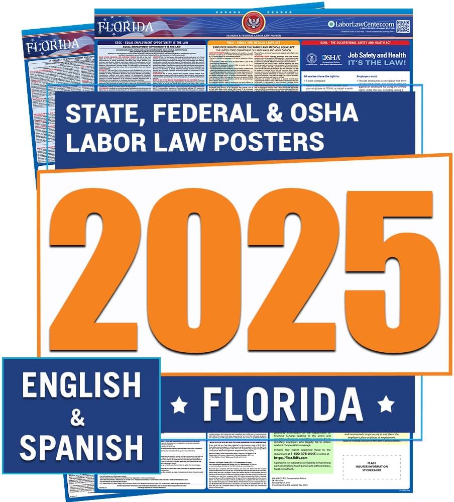 Amazon.com: 2025 Florida Labor Law Poster- State, Federal, OSHA ...