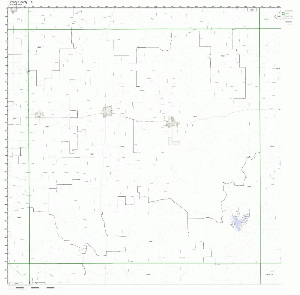 Crosby County, Texas TX ZIP Code Map Not Laminated: Amazon.com: Office ...