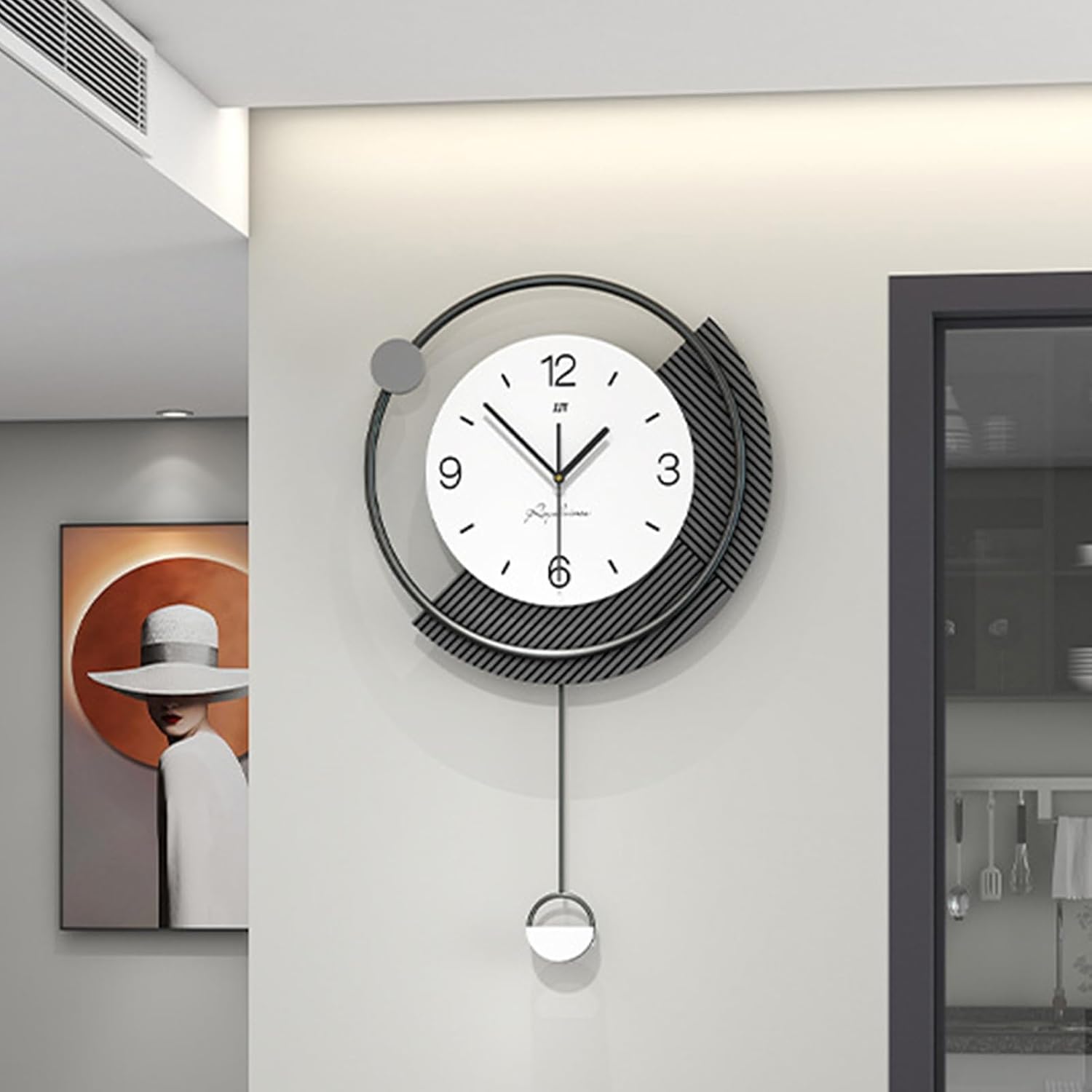 Amazon.com: AOKLEY Wall Clock for Living Room Silent Non Ticking Wood ...