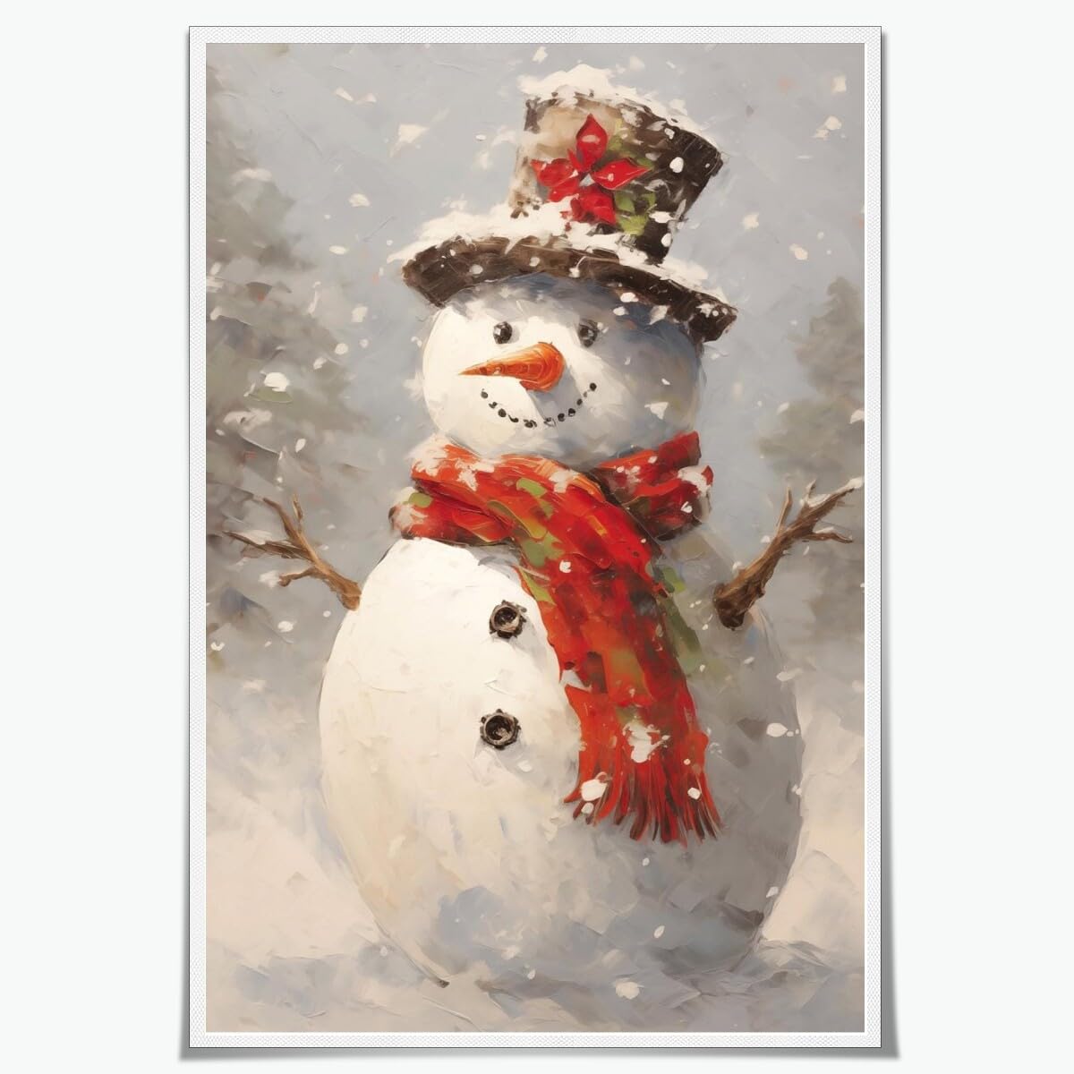 Amazon.com: Snowman Wall Art Paint Christmas Canvas Wall Decor Vintage ...