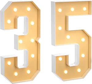 120CM/4FT Marquee Light Up Number 35, Large LED Numbers Lights Marquee ...