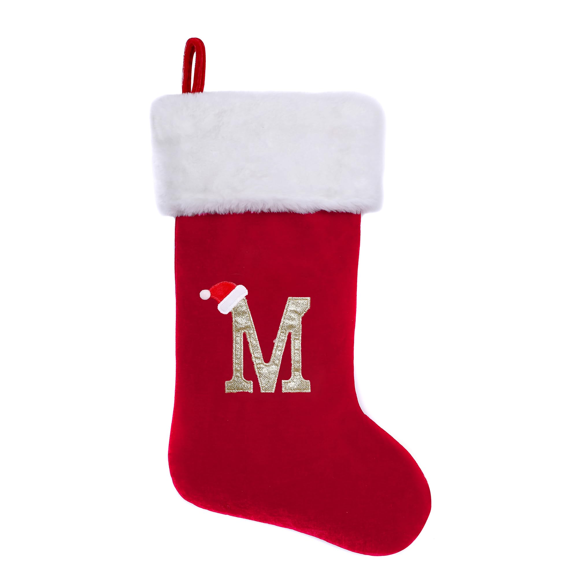 CHOTONIC 20 Inches Red Velvet with White Super Soft Plush Cuff Monogram ...