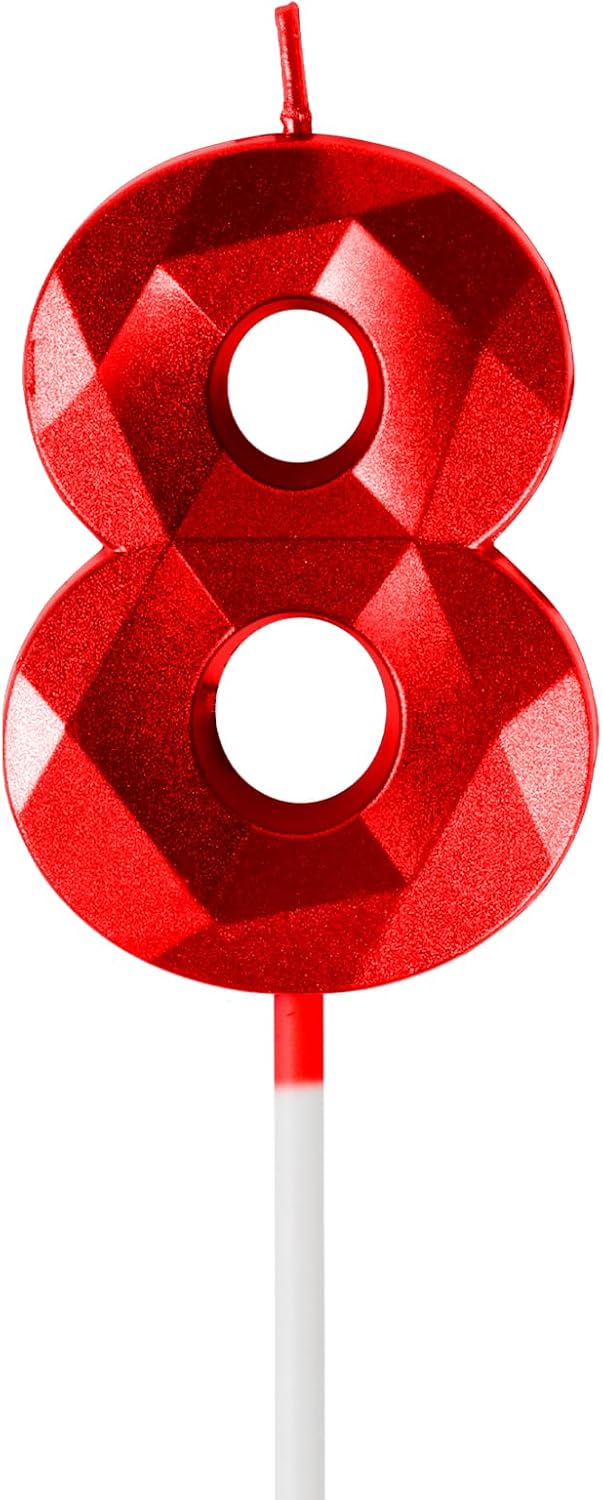 Amazon.com: Number 8 Candles,8th Birthday Candles,Red Happy Birthday ...