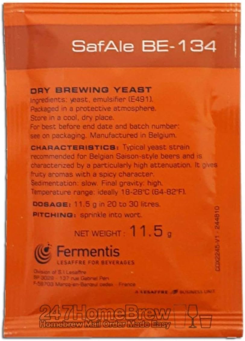 Fermentis Safale BE-134 Beer Yeast Belgian Saison-style Beers 11.5g 20 ...