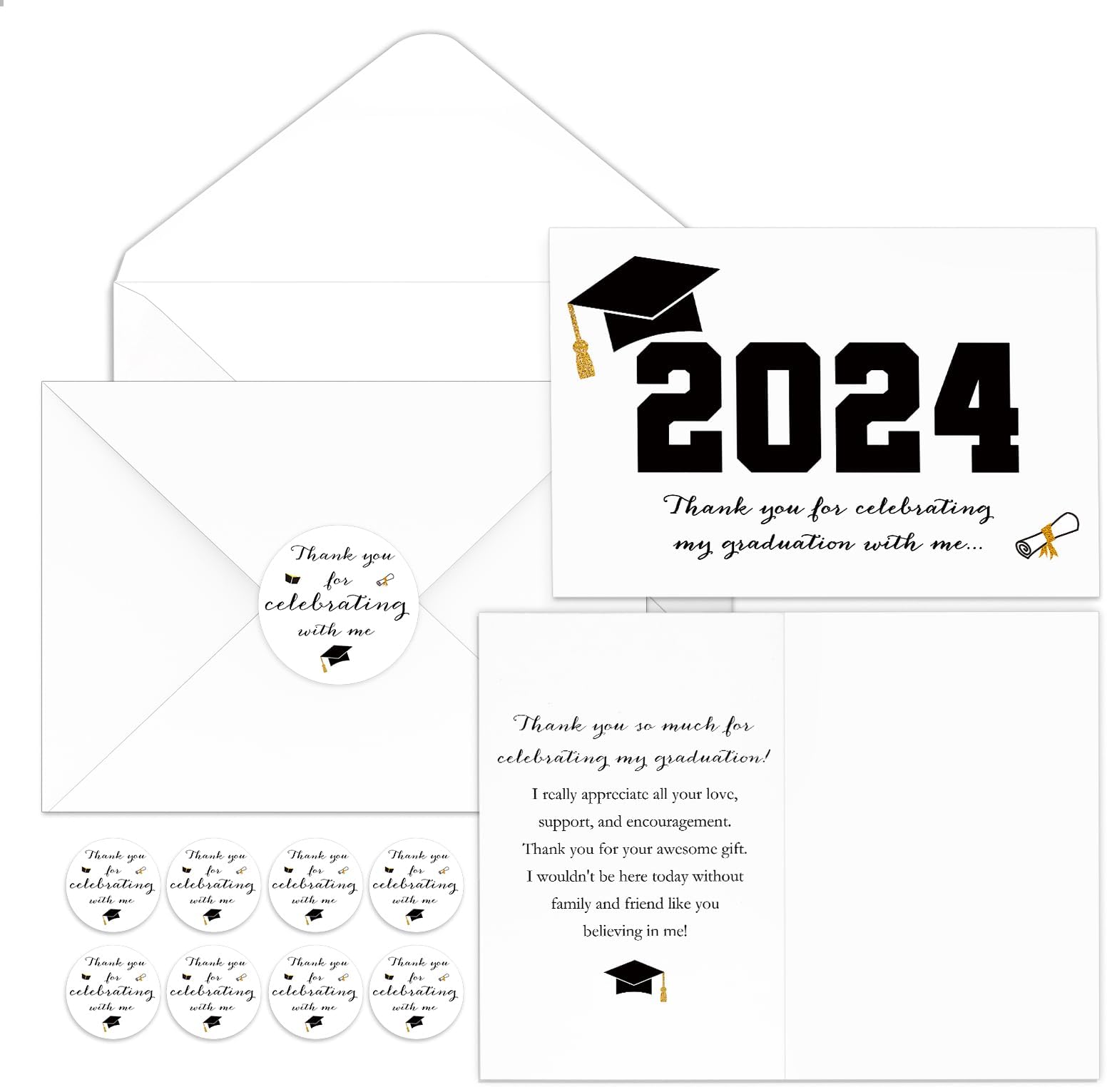 Amazon.com : Motipuns 50 Sets Graduation Thank You Cards 2024 ...