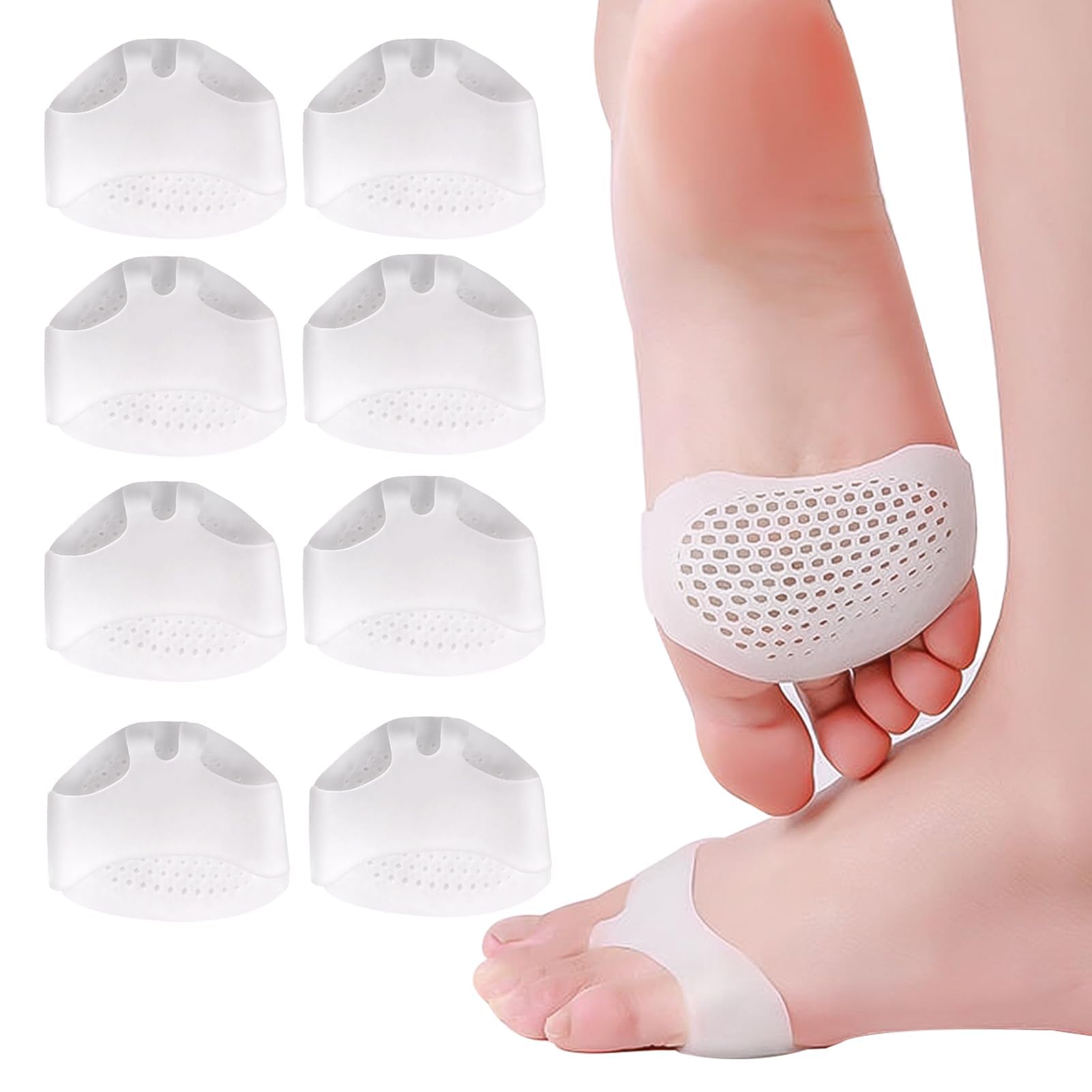 8 PCS Foot Gel Pads Reusable Forefoot Ball of Foot Cushions Gel Foot ...