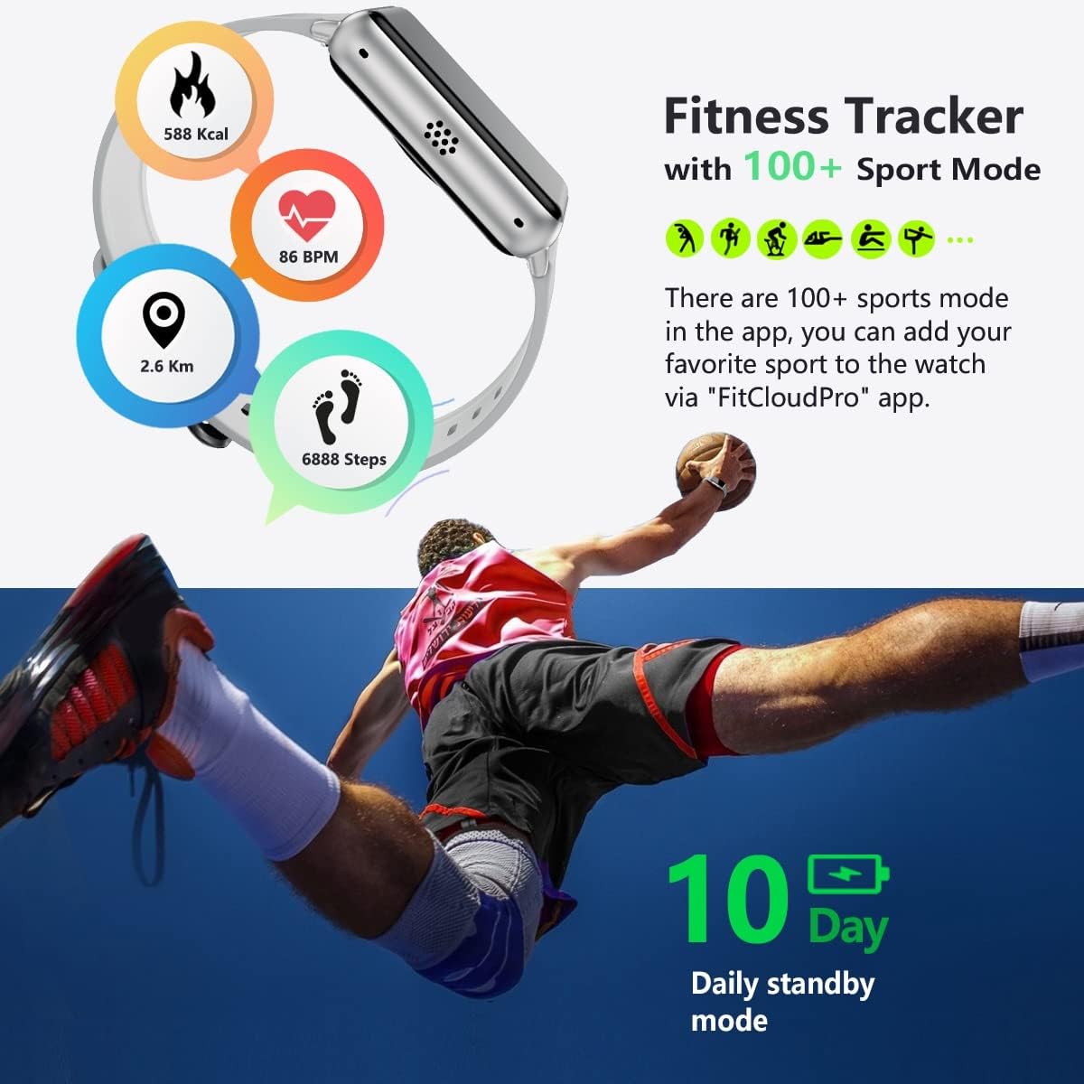 FITVII Fitness Tracker, Smart Watch (Answer/Make Calls) with 24/7 Blood ...