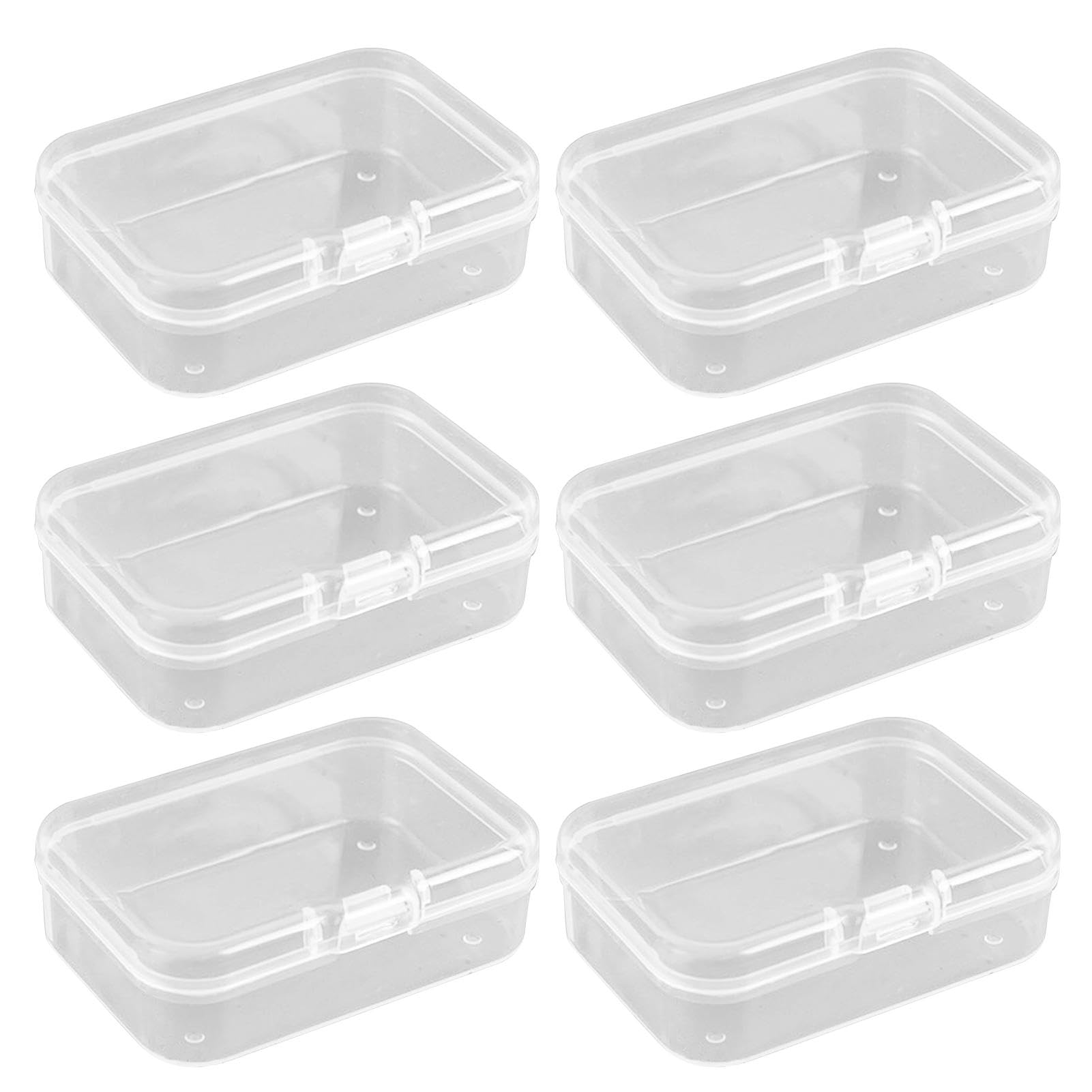 Enzyluxe 6Pcs Clear Plastic Storage Boxes, Small Rectangular Containers ...