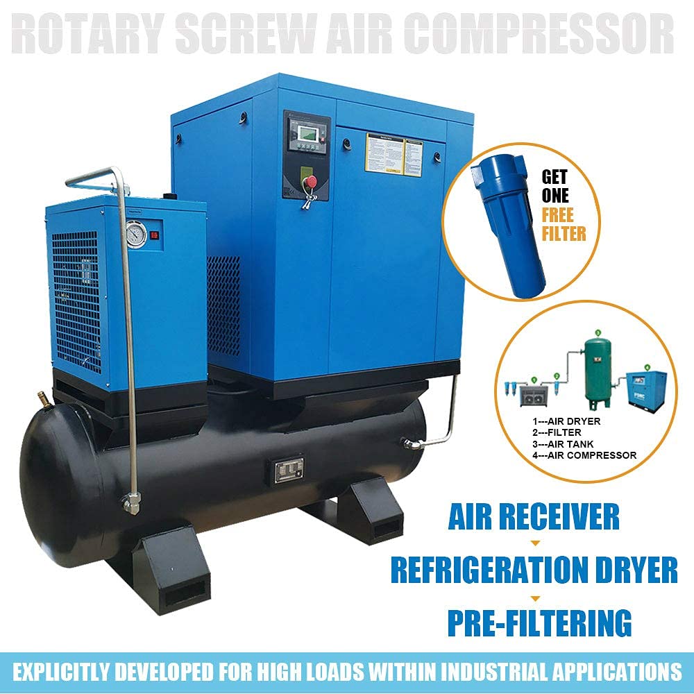 10hp Air Compressor 7.5HP Rotary Screw Air Compressor - 60 Gallon ...