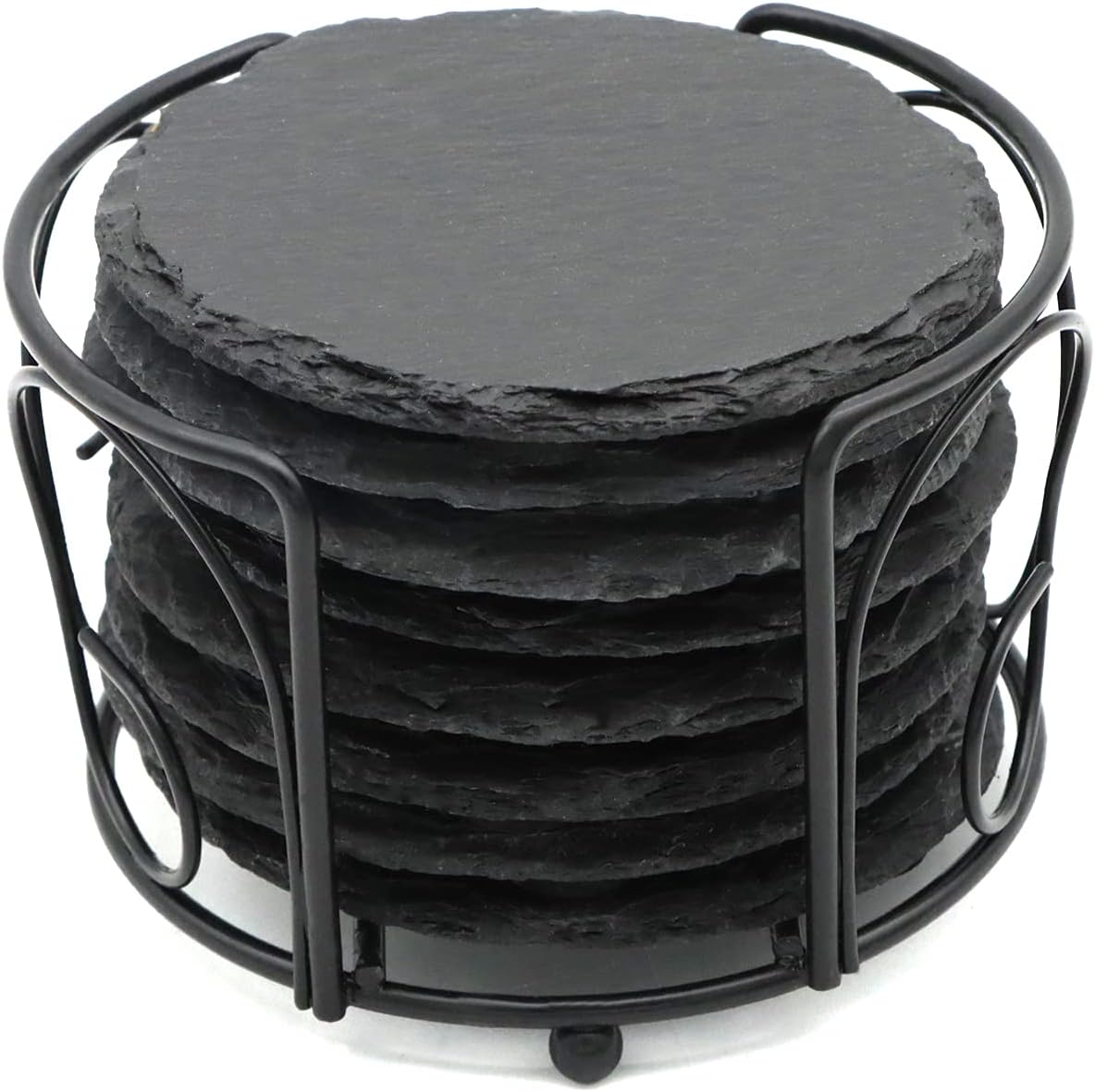 Amazon.com: 80 Pieces Round Slate Coasters Bulk, 4 x 4 Inch Stone Black ...