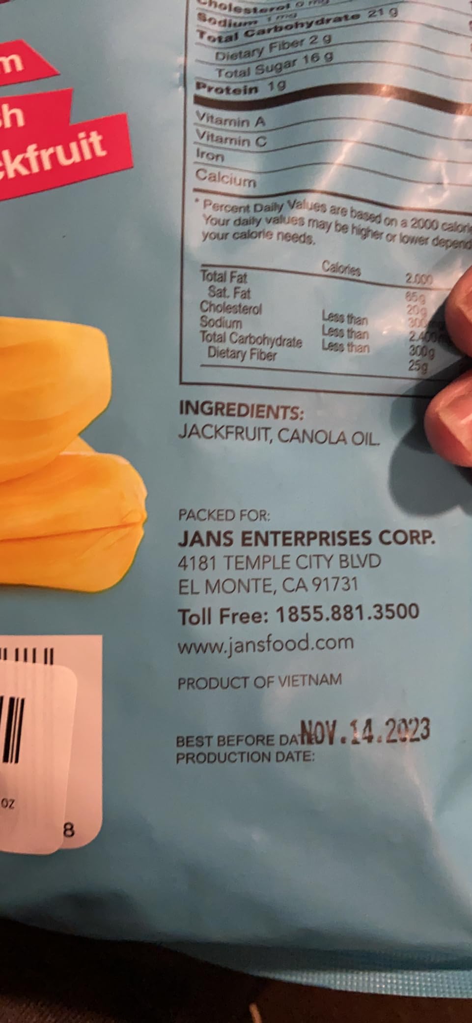 Amazon.com : Jans Buah Dried Jackfruit Bites, Dried Fruit Snack Made ...