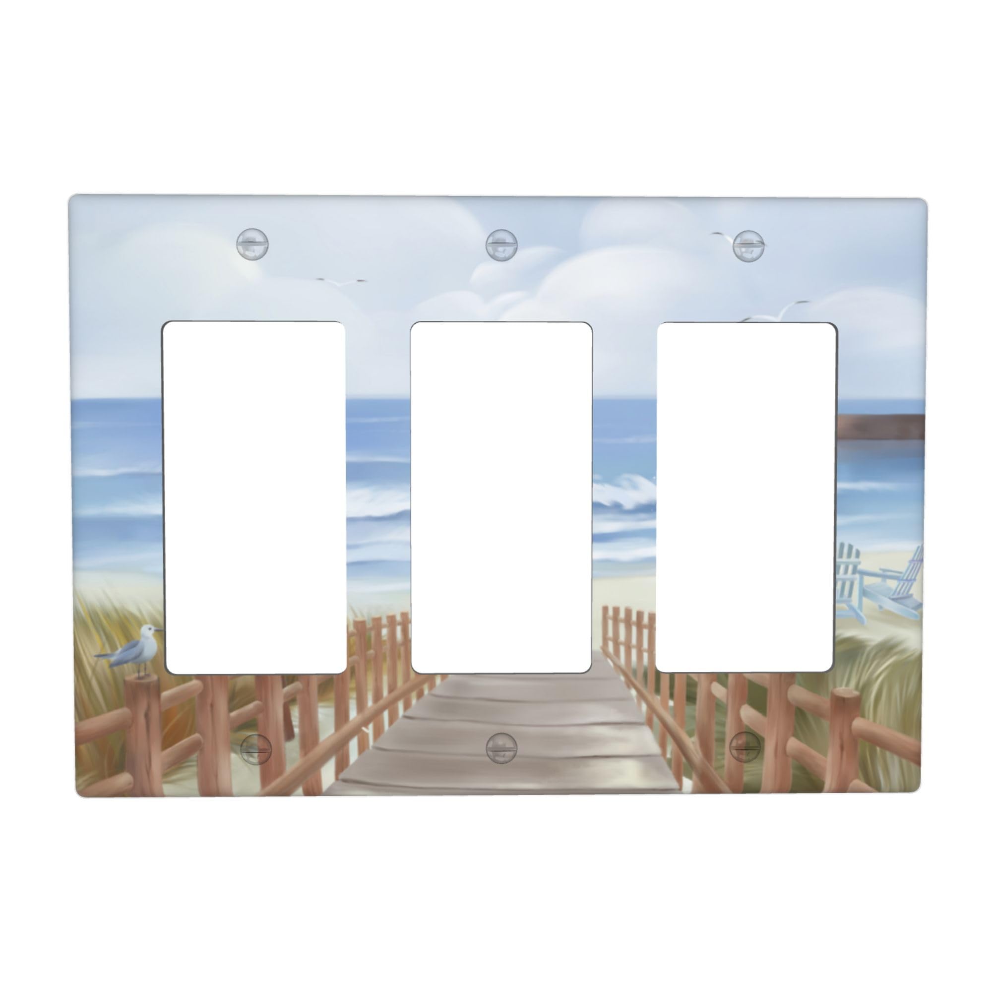 Beach Ocean Triple Rocker Wall Plate Covers 3 Gang Light Switch Cover ...