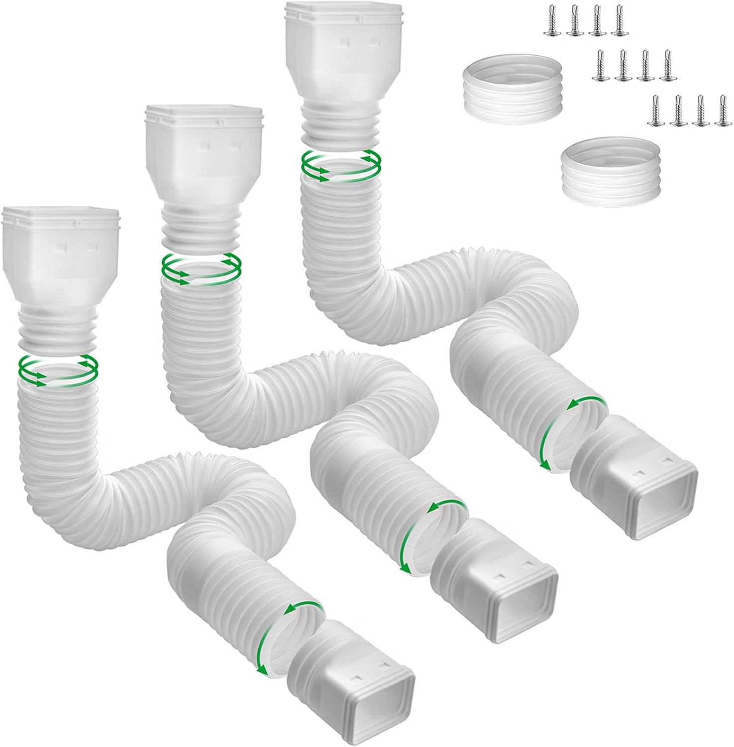 3 Pack Gutter Downspout Extensions with Connector, Flexible Rain Gutter ...