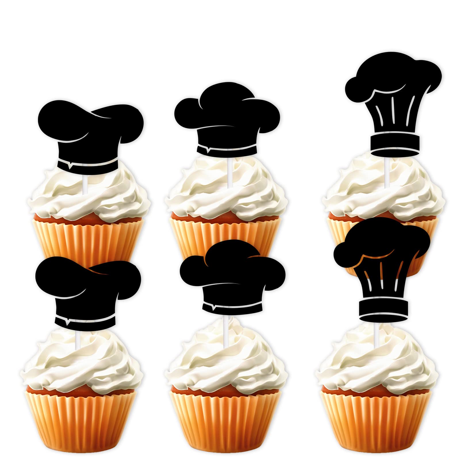 Amazon.com: 18pcs Black Glitter Chef Hat Dessert Cupcake Topper Cooking ...