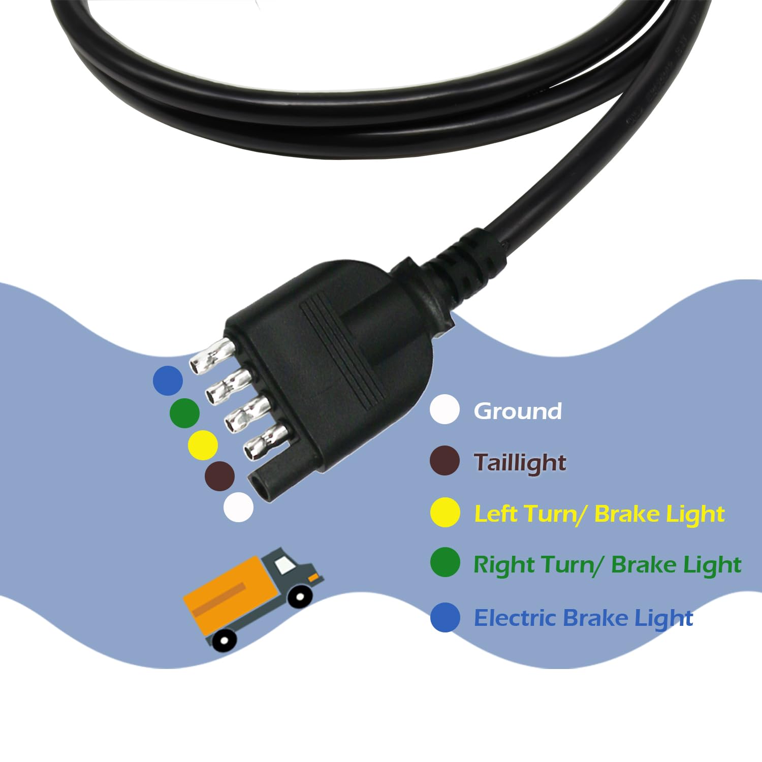 Snapklik.com : 5 Pin Trailer Connector 3.2FT/40Inch 18AWG Trailer ...