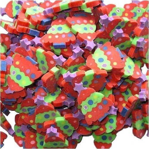 Christmas Tree Shaped Novelty Erasers x Pack of 100 : Amazon.co.uk ...