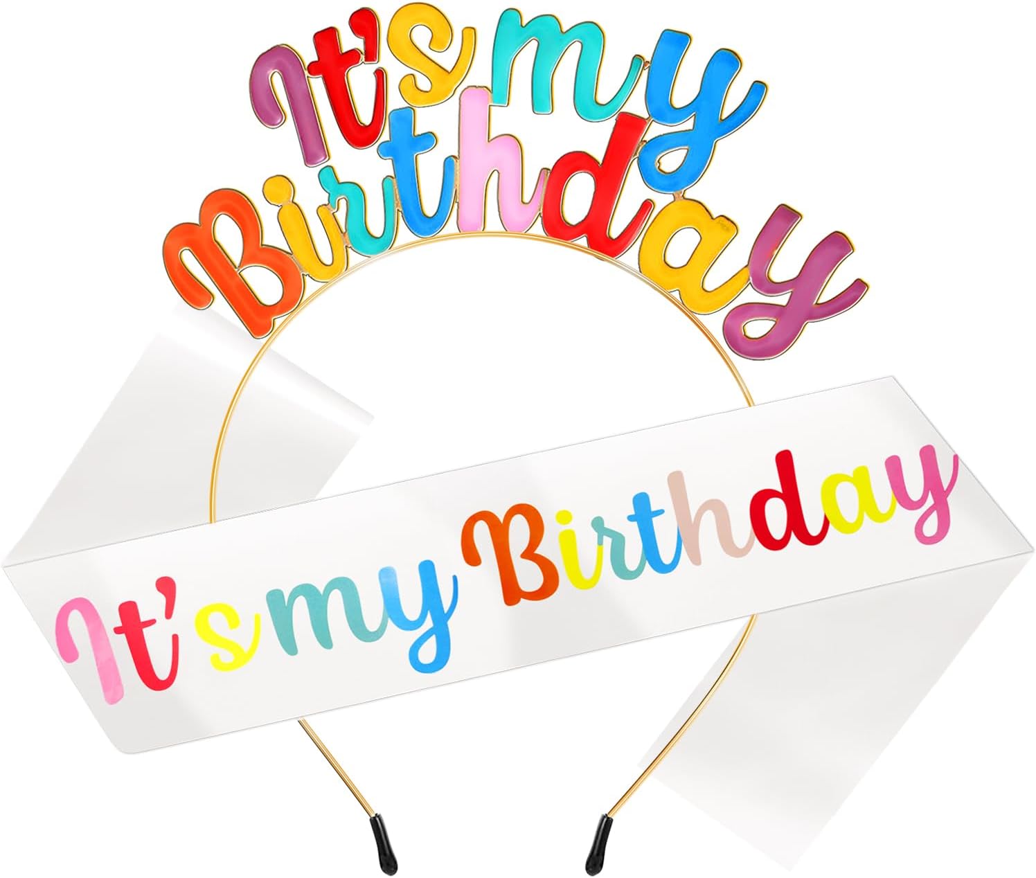 Amazon.com: Rikastua 'It's My Birthday' Glitter Sash & Tiara Crown Set ...