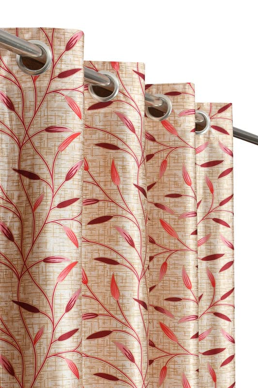 Buy RED RIBBON DECOR Elegant Printed Leaves Light Filtering Window ...