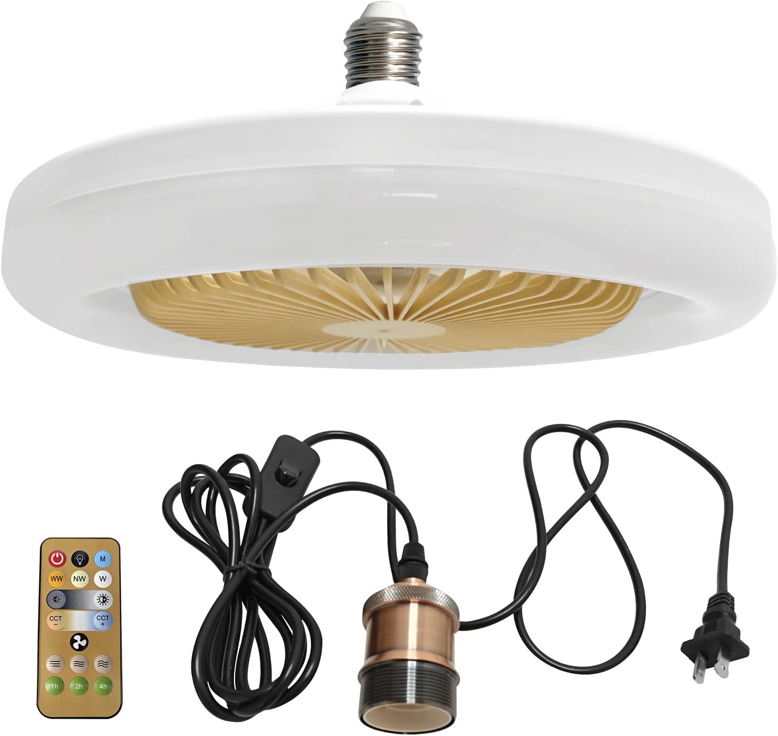 Plug in Ceiling Fan with Light 30w E26 Socket Fan Comes with 9.84ft ...