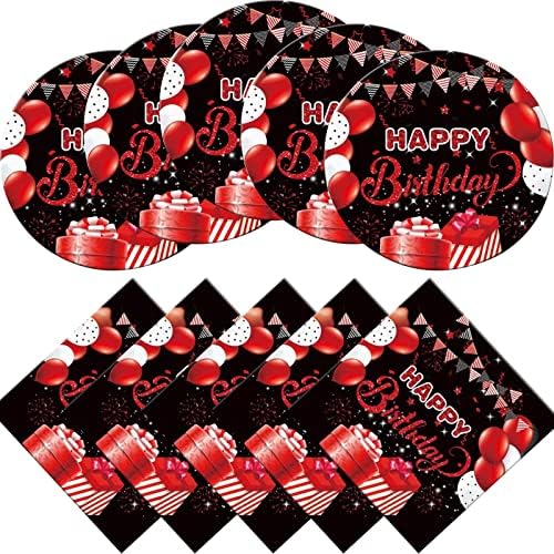 Amazon.com: Funrous 30 Pcs Red and Black Happy Birthday Hanging Swirls ...