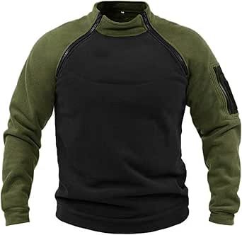 Mens Tactical Fleece Sweatshirt Quarter Zip Workout Sweater Fall Winter ...