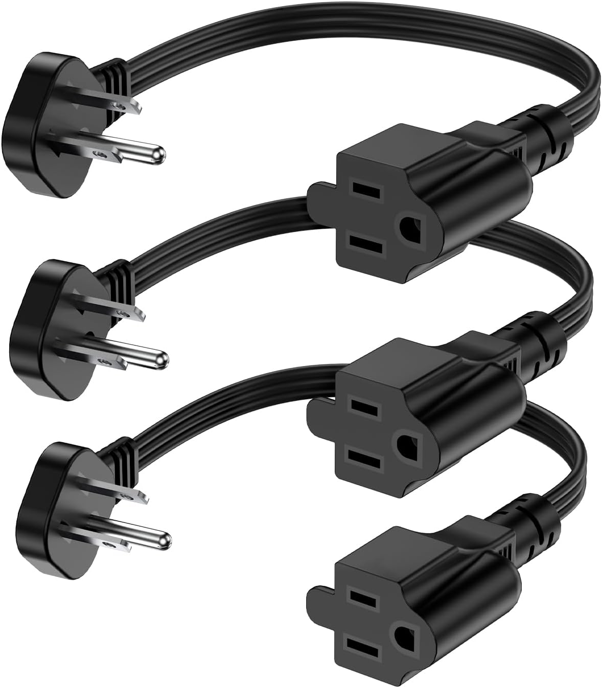 Amazon.com: Flat Plug Short Extension Cord 1Ft Low Profile Adapter 3 ...
