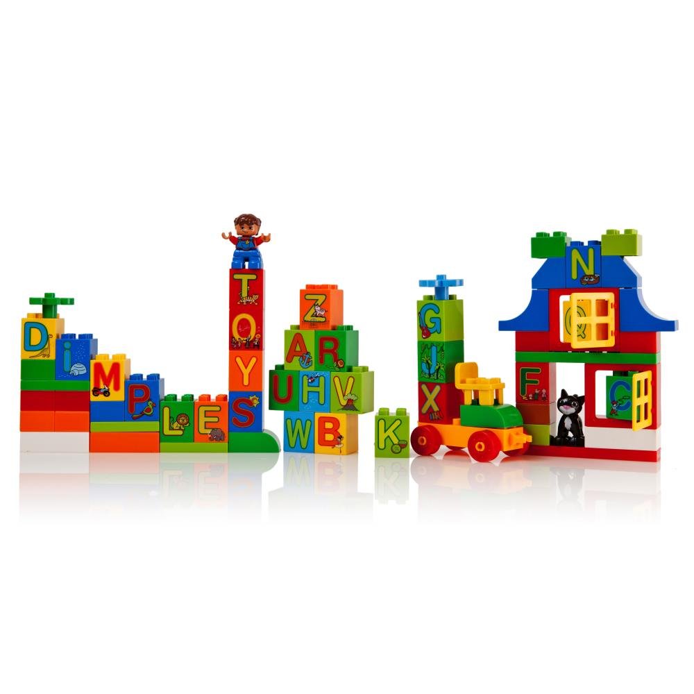 65 Piece Multi Colored Alphabet Building Bricks with Figurines and ...