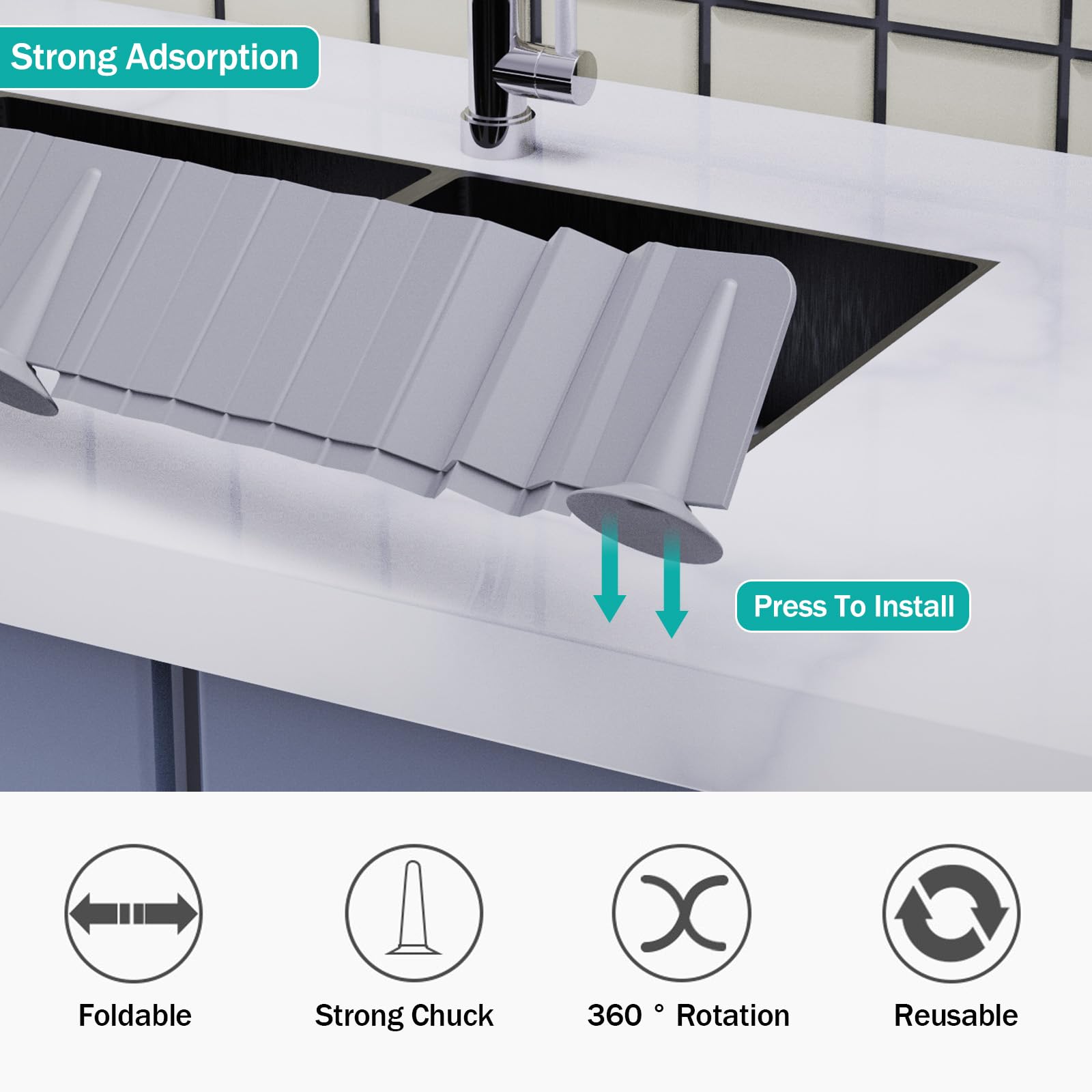 Snapklik.com : Scalable Kitchen Sink Water Splash Guard-silicone Sink ...