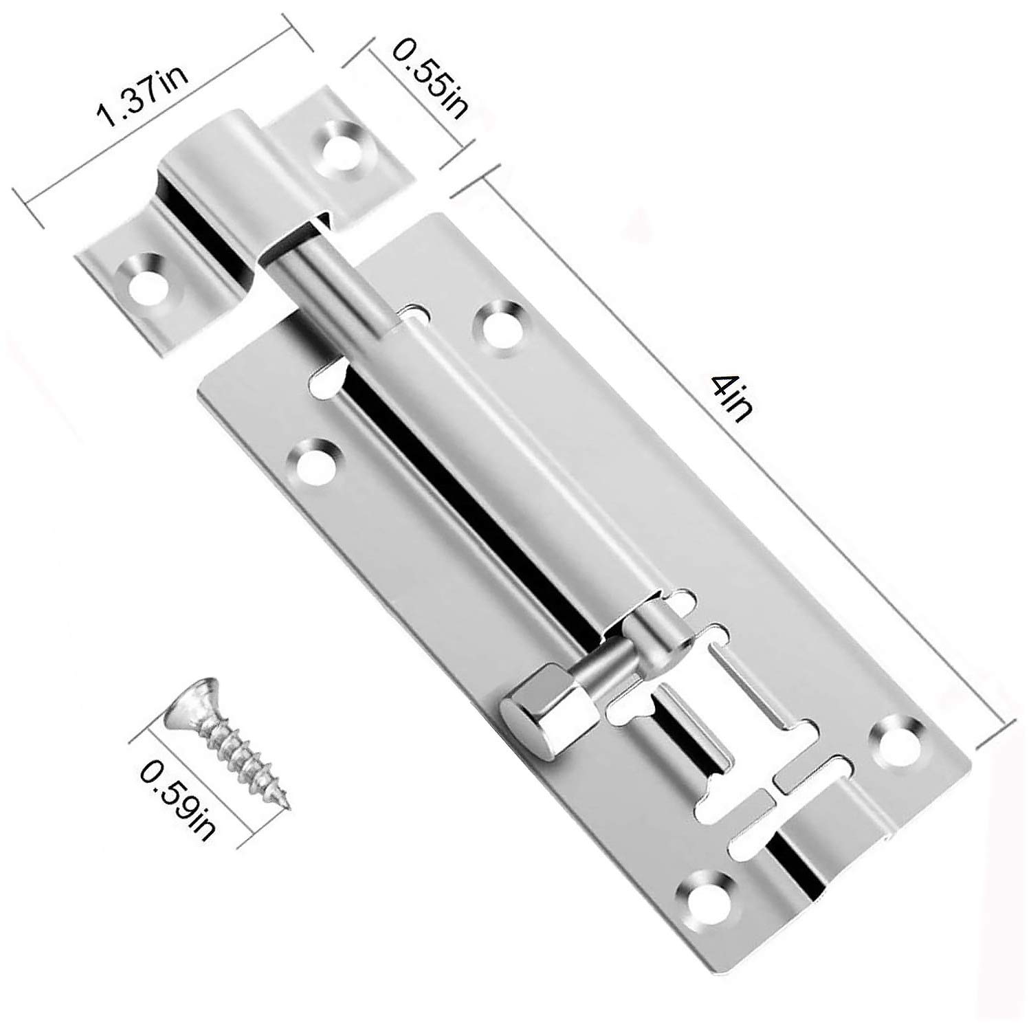 Profiwoab 3 PCS 4 Inch Door Bolts for Internal Doors, Stainless Steel ...
