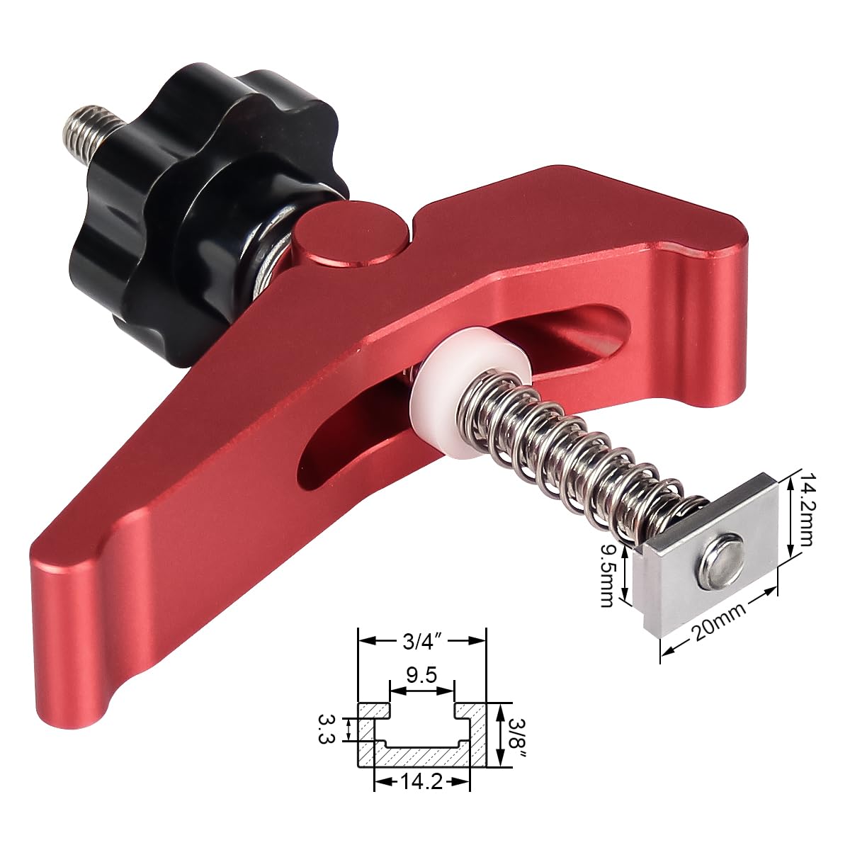 Snapklik.com : 2 Pack T Track Hold Down Clamps Woodworking T Slot Clamp ...