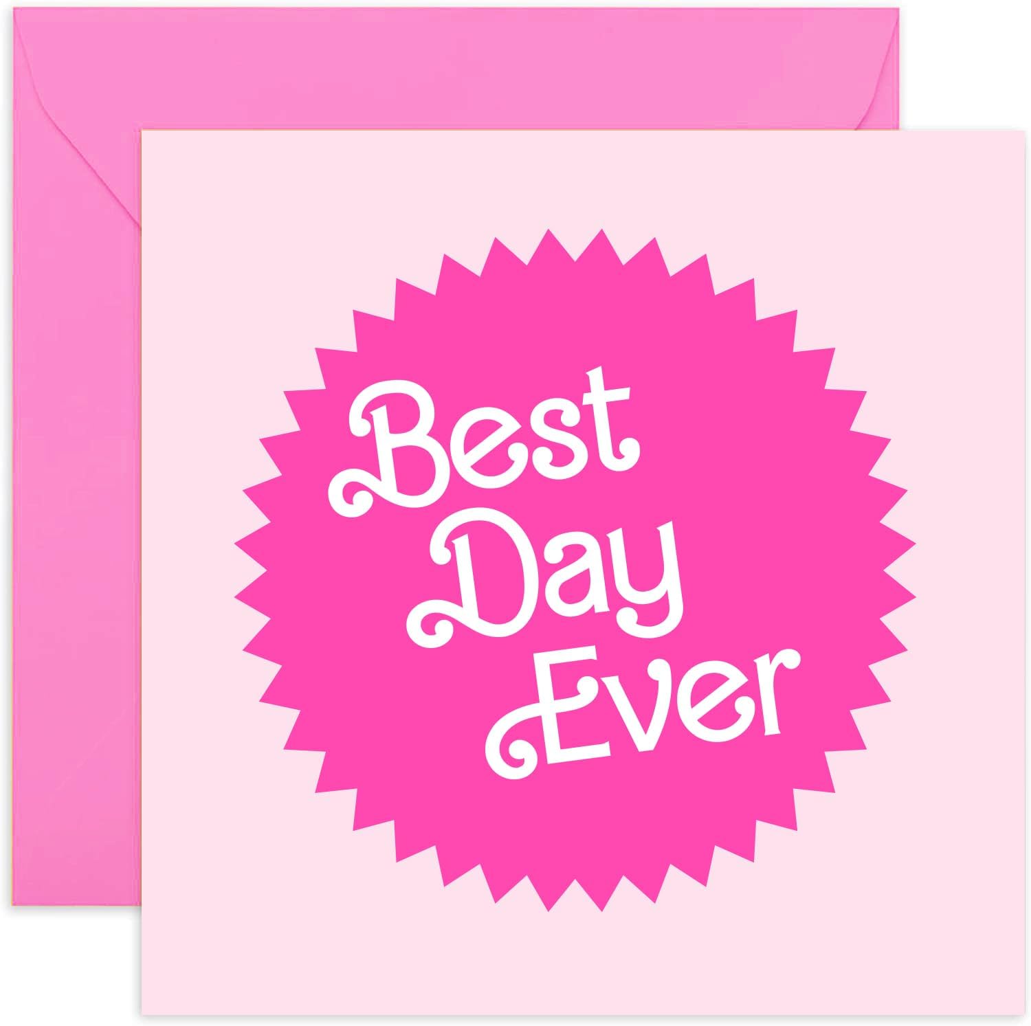 Barbie Birthday Card for Her - 'Best Day Ever' Neon Pink Card for Girl ...