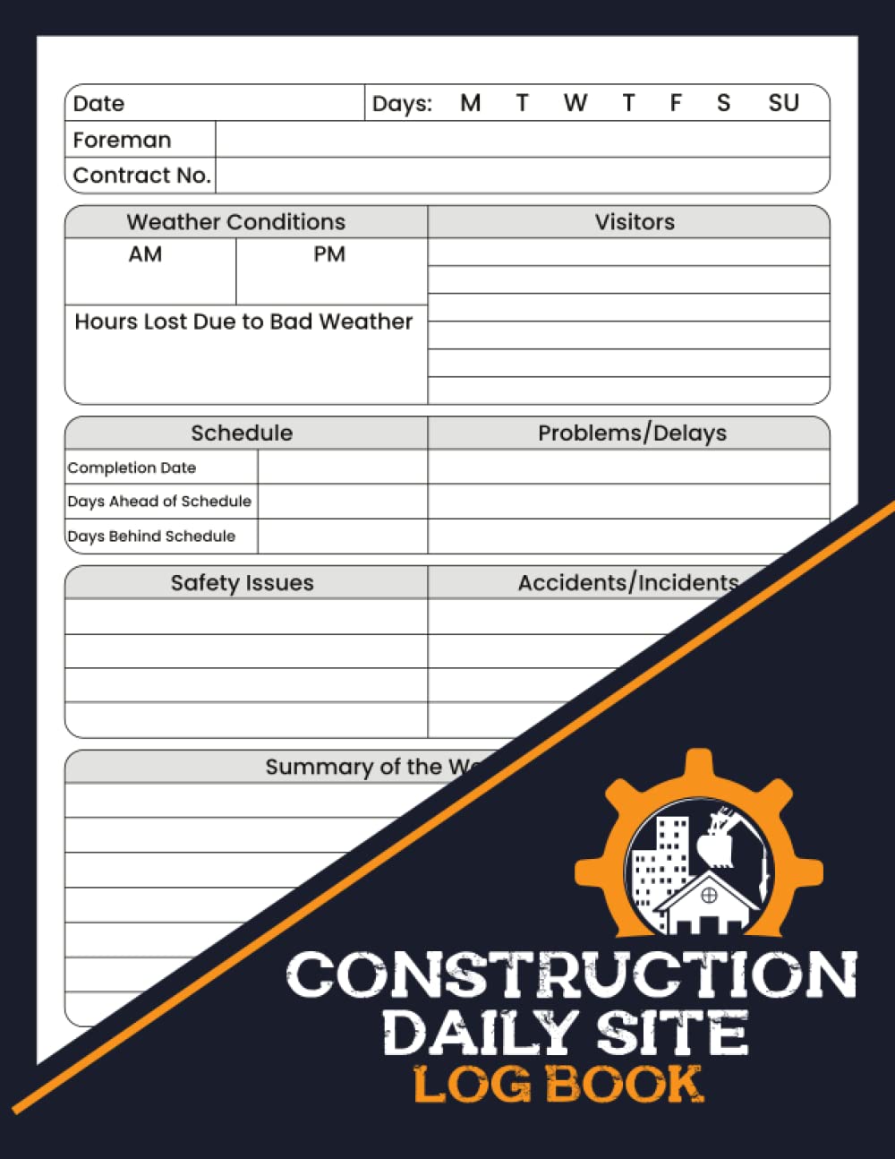 Construction Daily Site Log Book: Job Site Project Management Report ...