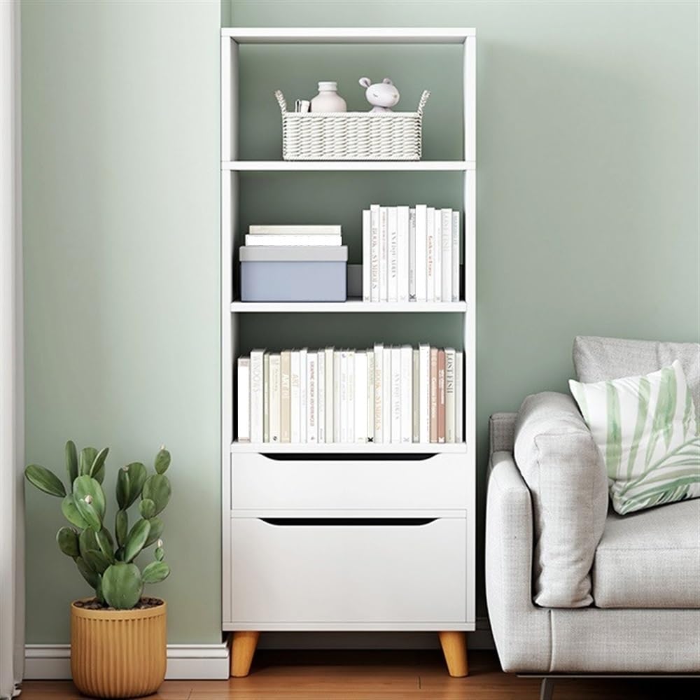3-Tier Versatile Combination Bookcase with 2 Drawers, File Cabinet ...
