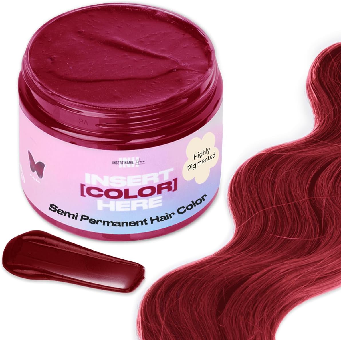 INH Semi Permanent Hair Color Ruby Red, Color Depositing Conditioner ...