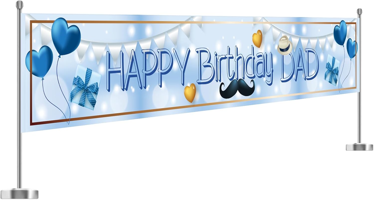Amazon.com : WeBenison Large Happy Birthday Dad Banner Men Dad Birthday ...