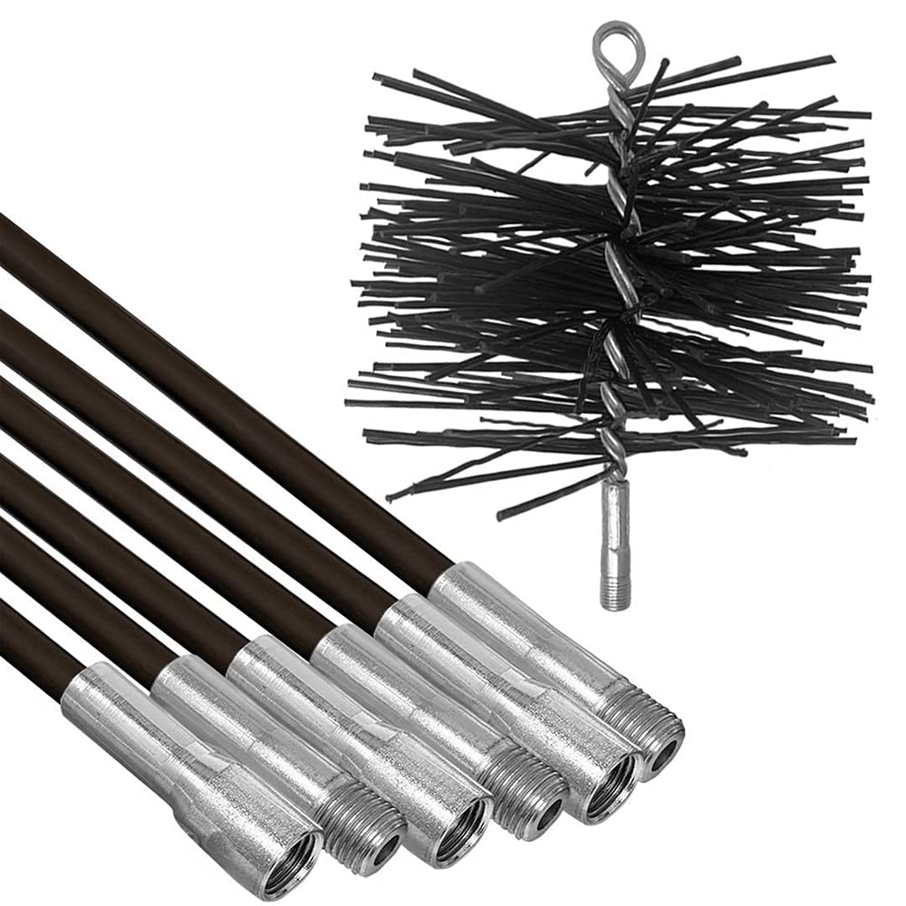 Snapklik.com : 24-Foot Chimney Cleaning Kit - 8x3 Ft Fiberglass Rods