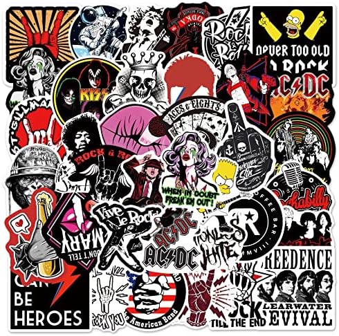 Amazon.com: 50PCS Rock Band Stickers, Rock n Roll Stickers Waterproof ...