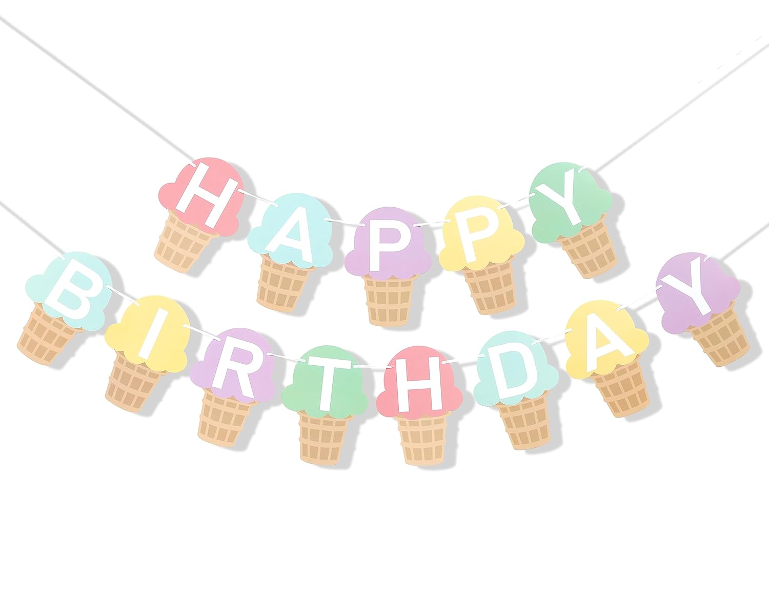 Ice Cream Happy Birthday Banner - Ice Cream Birthday Party Decoration ...