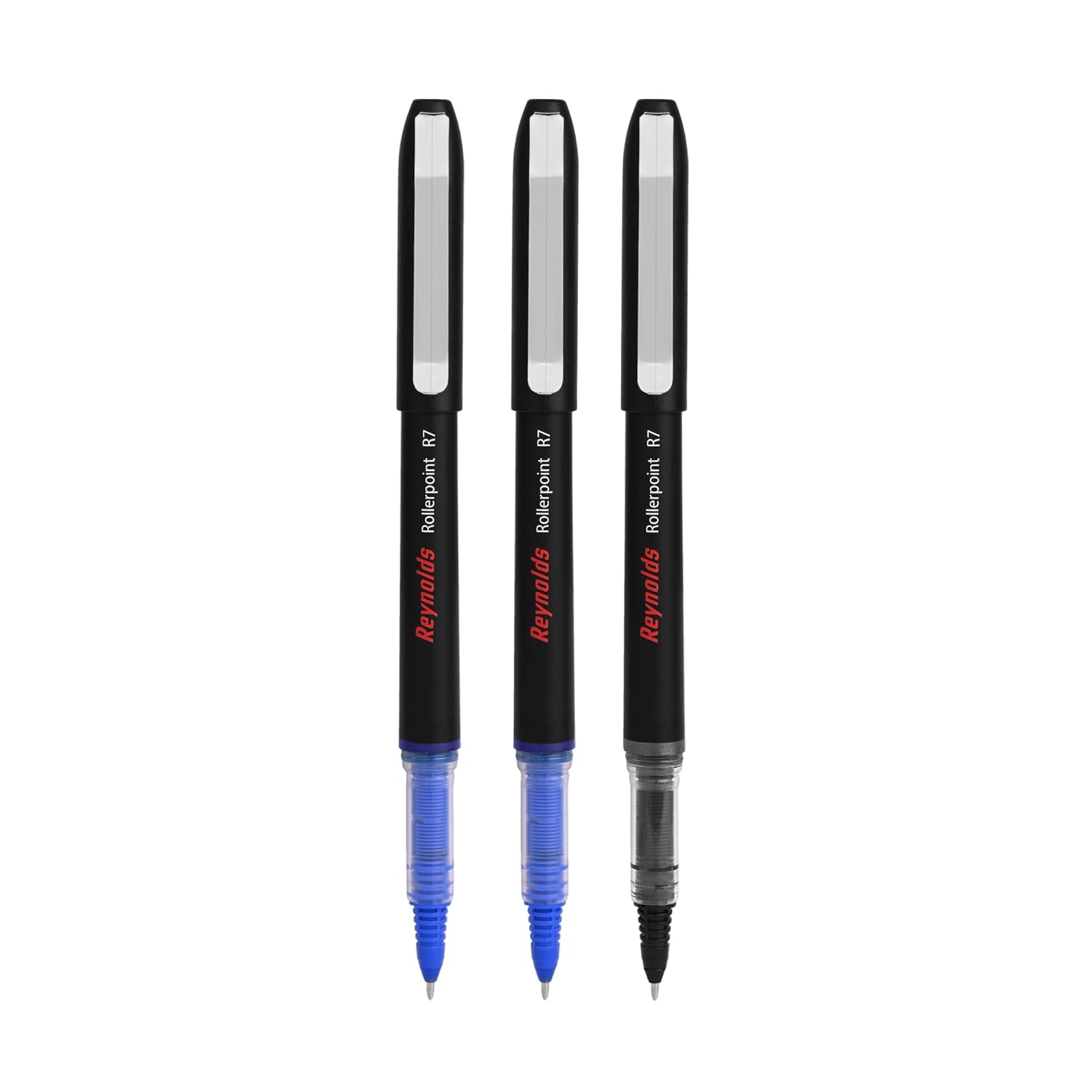 Reynolds R7 RollerBall Pen SET - 3 PENS (2 Blue 1 Black) | Roller PEN ...