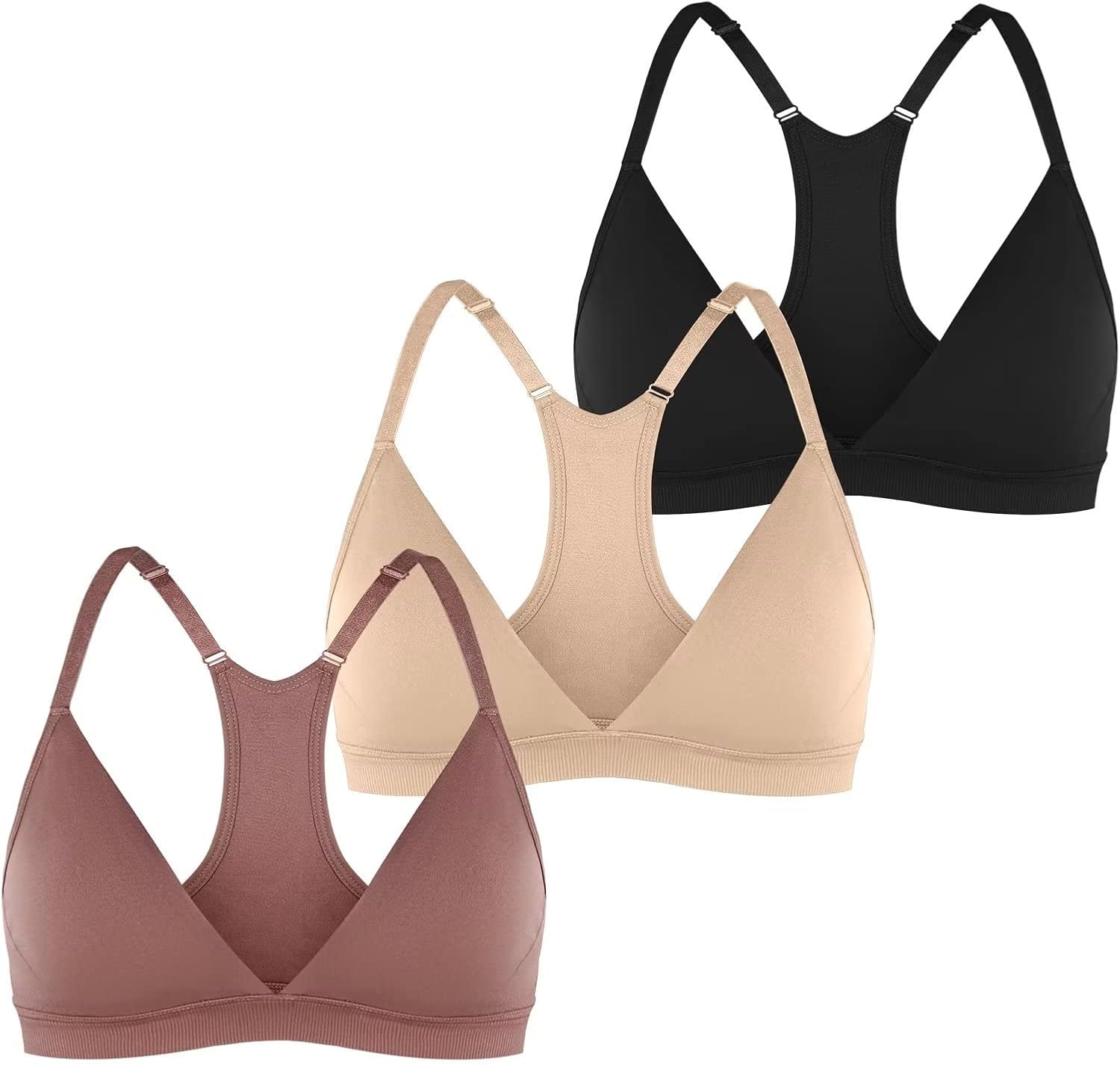 INIBUD Sports Bras for Women Racerback Seamless Bra Top Padded Wireless ...