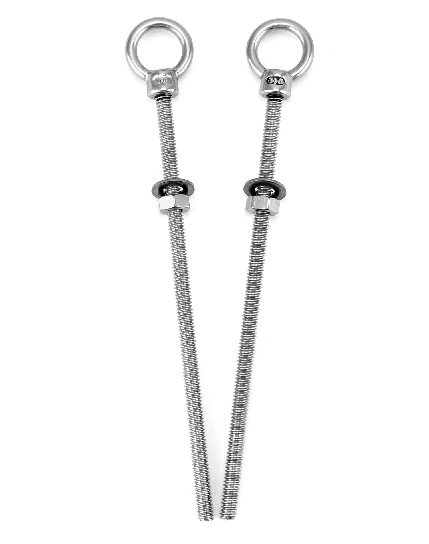 Snapklik.com : Threaded Eyebolts, 20 Pack 1/4 X 6 Long Stainless Steel ...