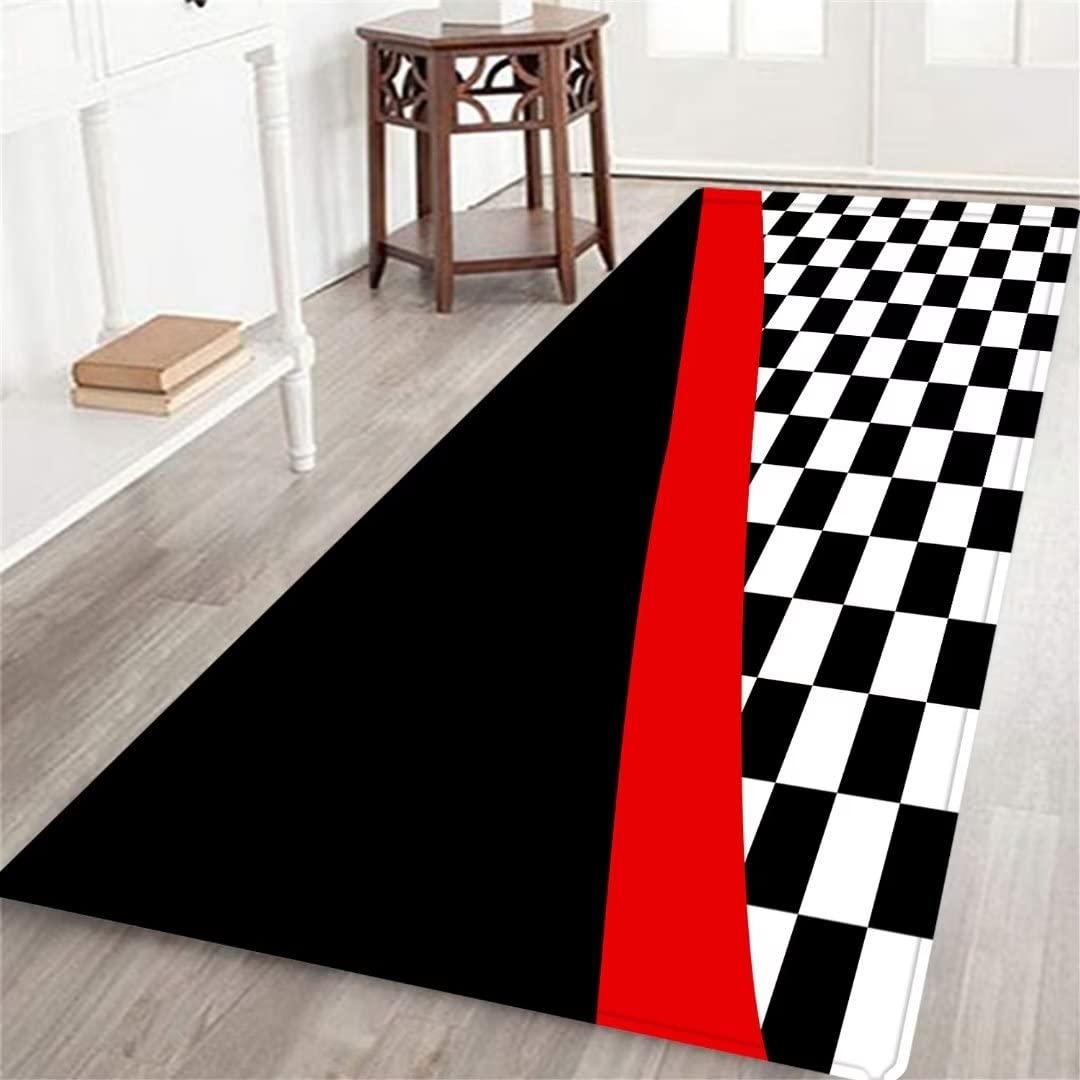Amazon.com: Checkered Plaid Long Runner Rug for Hallway,Geometric Car ...
