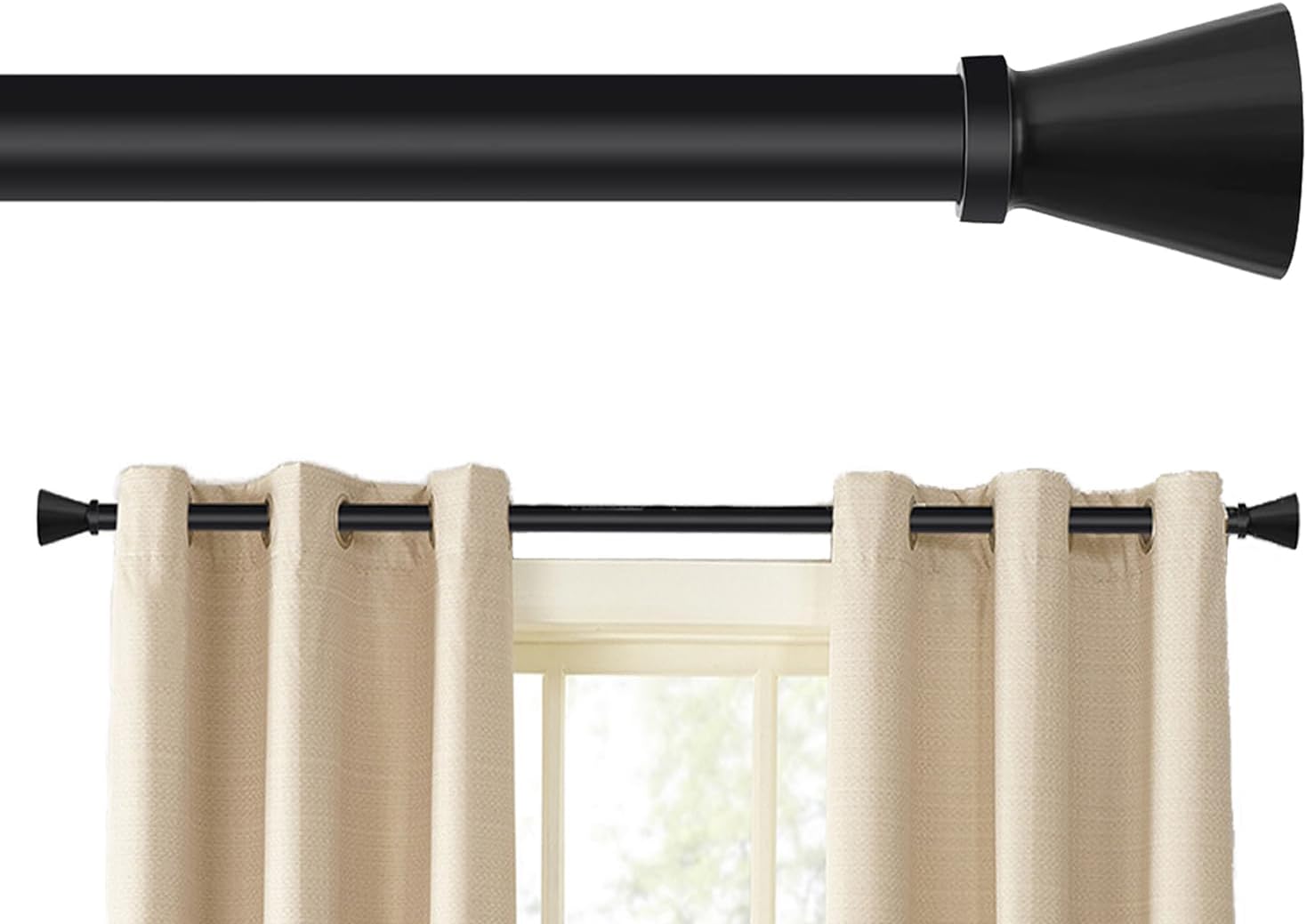 Amazon.com: Black Curtain Rods for Windows 66 to 120 Inches, 1 Inch ...