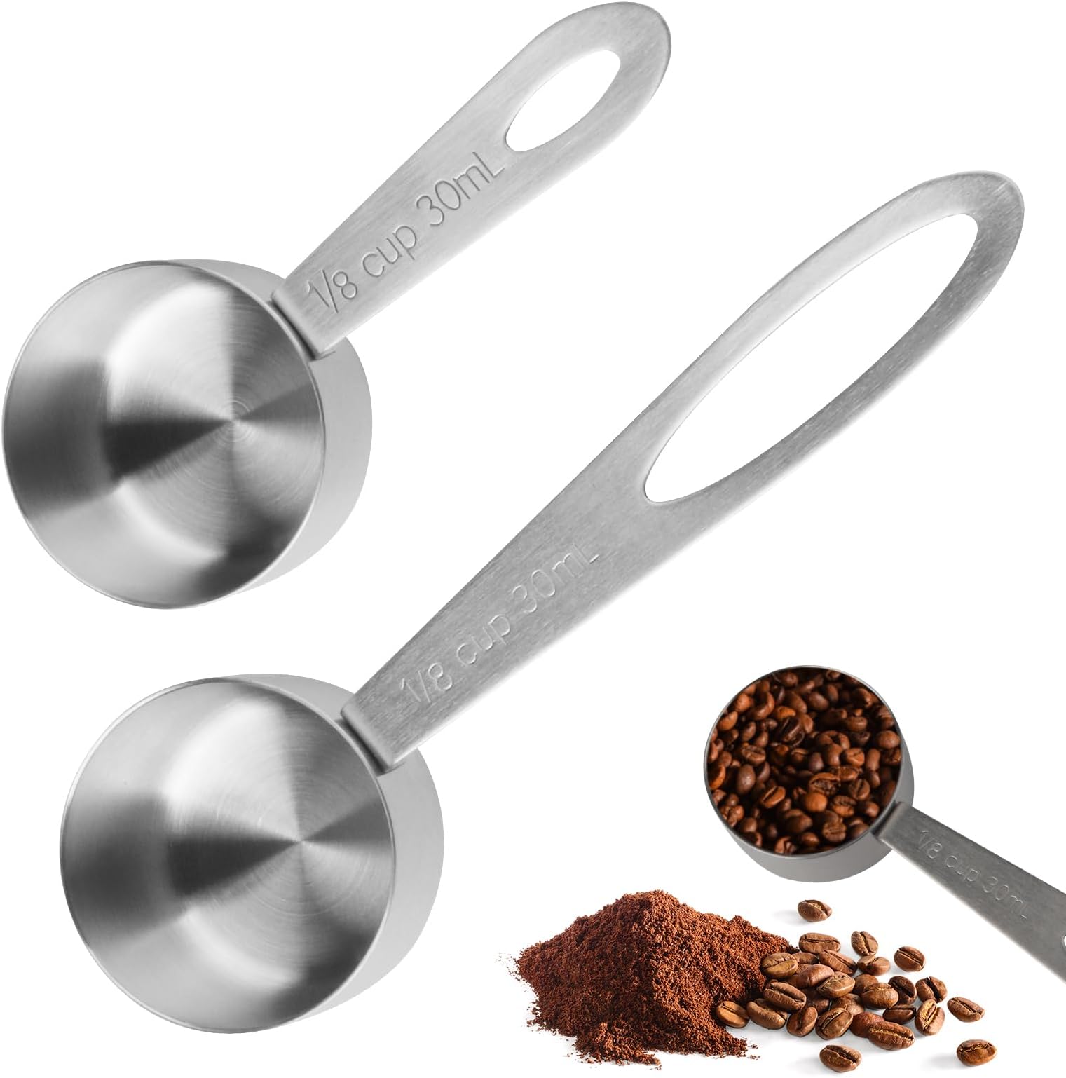 Amazon.com: 2Pcs 1/8 Cup Measuring Cup, 30ml Scoop, Stainless Steel ...