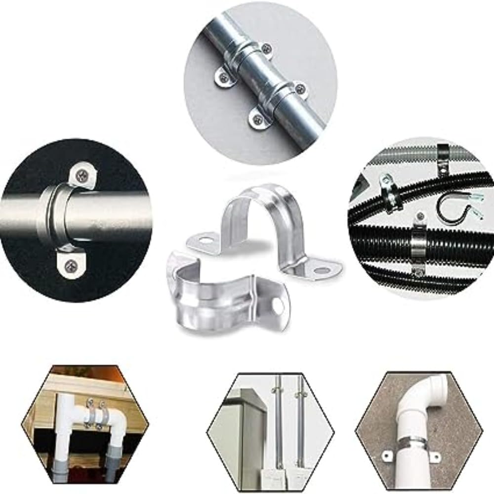 Glarks Carbon Steel U-bracket Tube Clamp Assortment Glarks 120-Piece ...